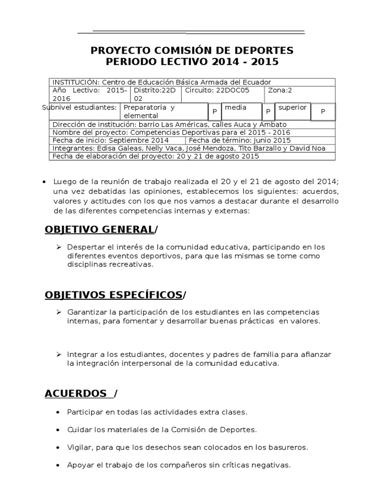 Proyecto Comisión de Deportes | PDF | Asociación de Futbol | Deportes
