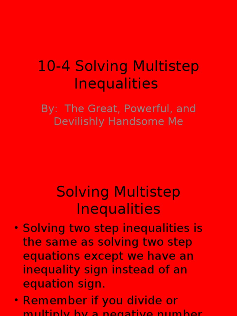 10-4 Solving Multistep Inequalities | PDF