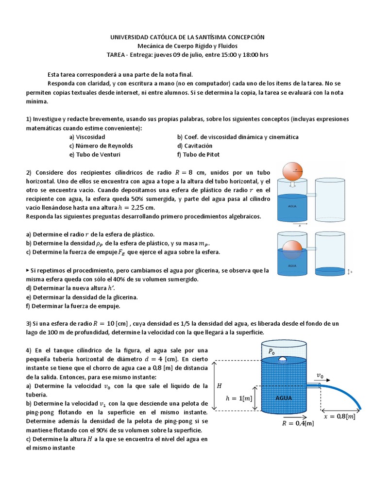 Tarea Fluidos | PDF | Ciencia y matemática