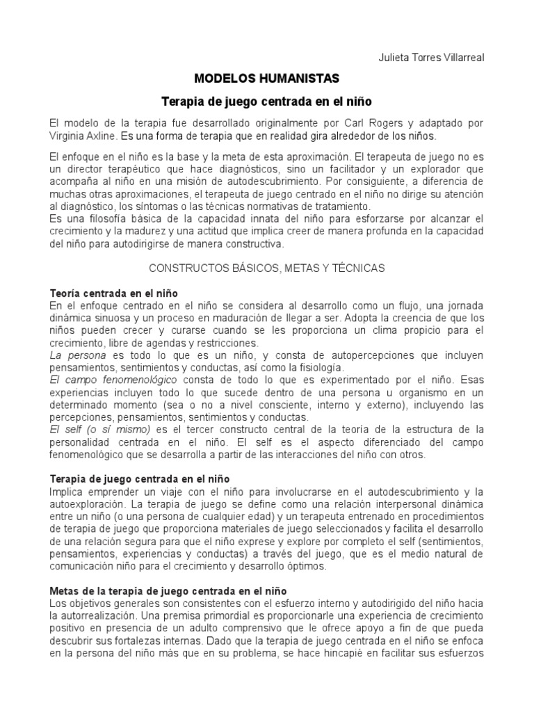 Modelos Humanistas | PDF | Psicoterapia | Teoría de apego