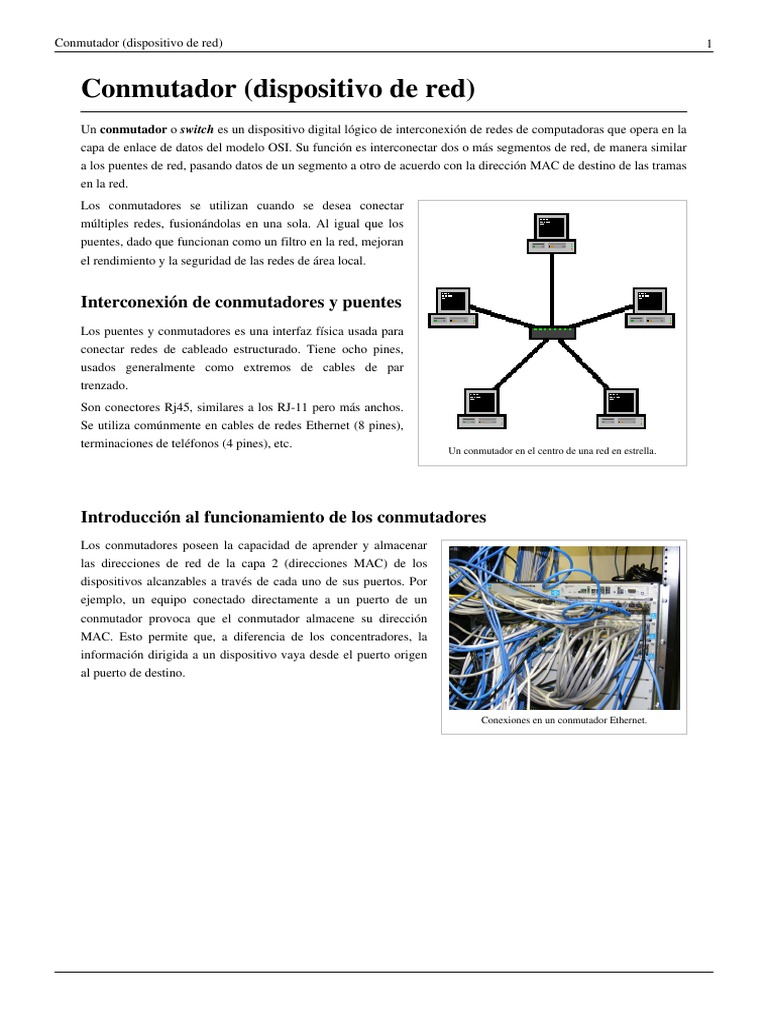 Conmutador (switch dispositivo de red).pdf | Conmutador de red ...