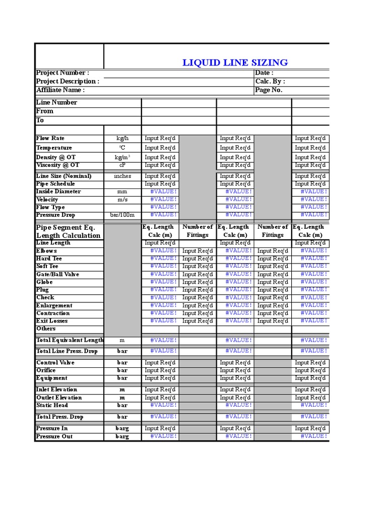 Line Sizing Liq | PDF | Pipe (Fluid Conveyance) | Dynamics (Mechanics)