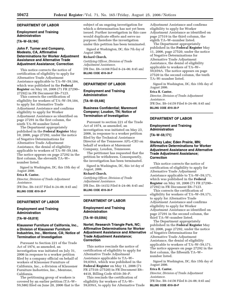 Worker Adjustment Assistance Updates | PDF