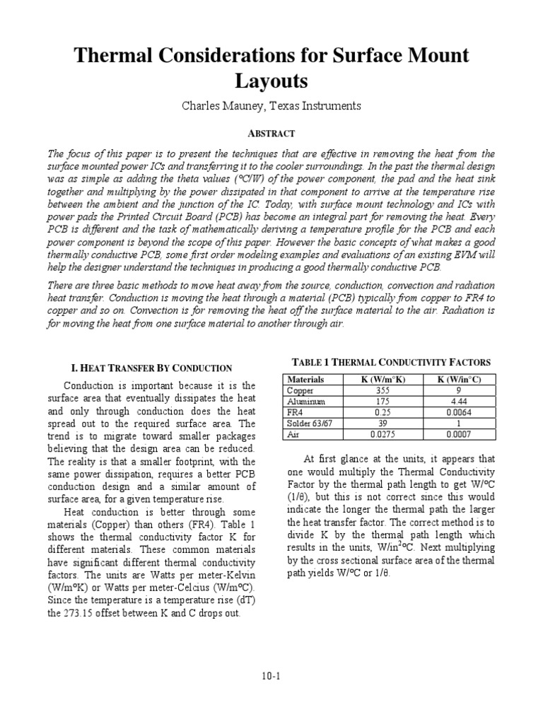 Thermal Design Consideration For Surface Mount Layouts | PDF | Thermal ...