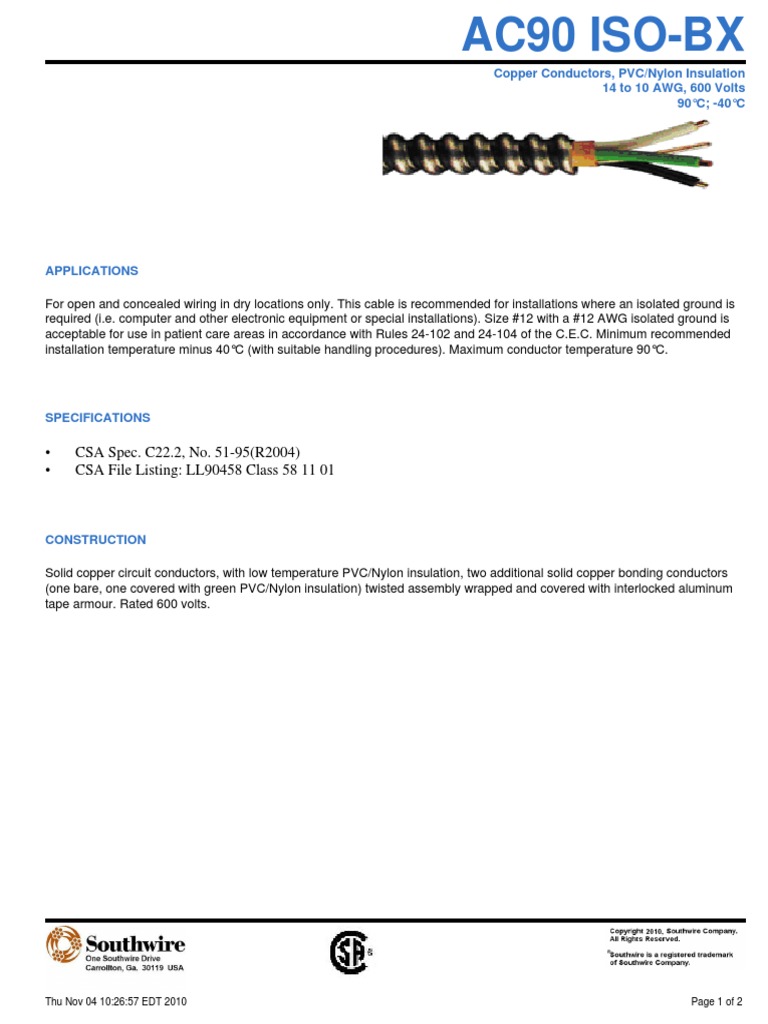 CSA Spec. C22.2, No. 51-95 (R2004) CSA File Listing: LL90458 Class 58 ...