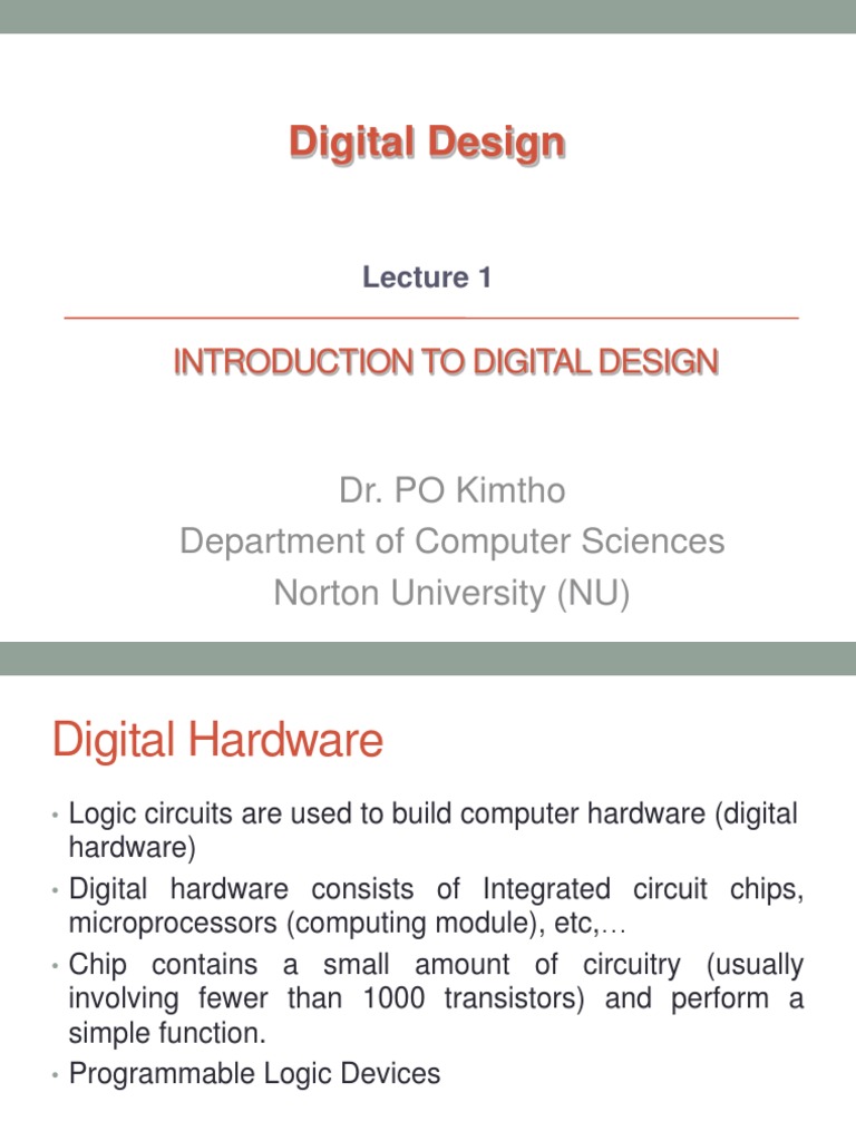 Digital Design Basics Lecture | PDF | Digital Signal | Digital Electronics