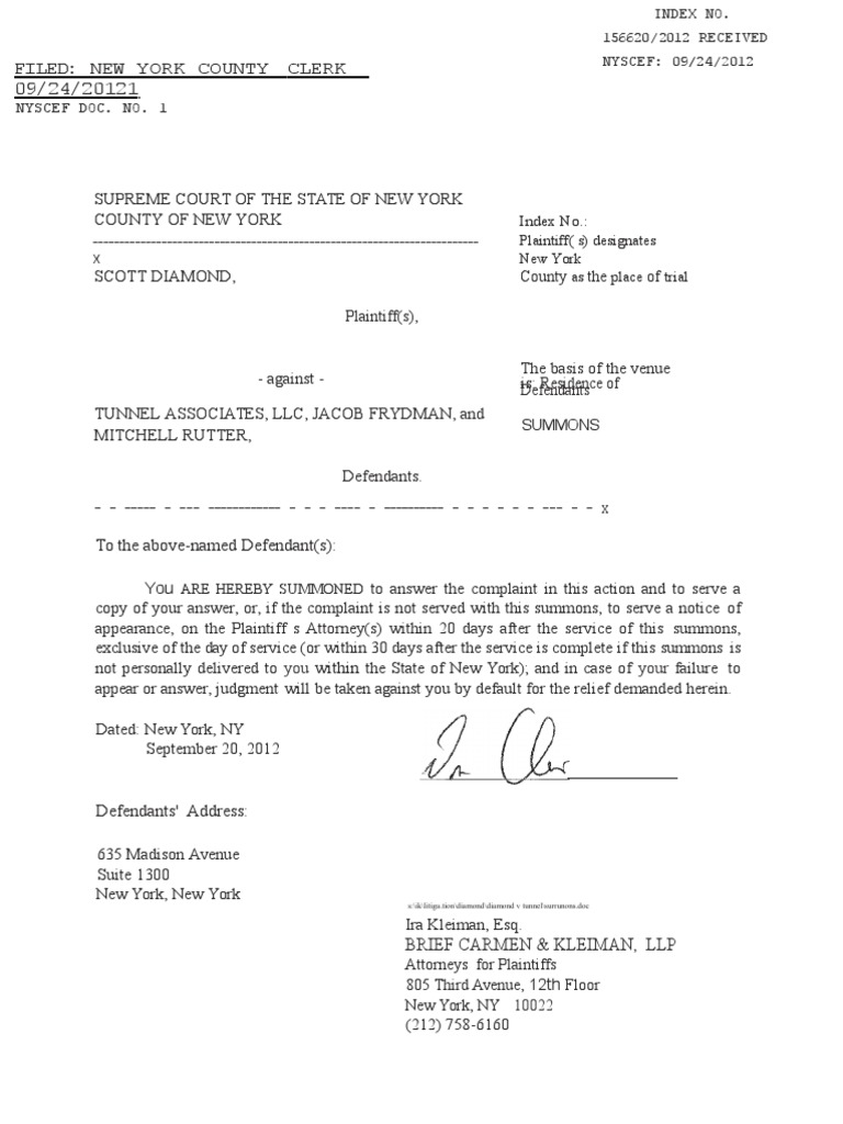 Scott Diamond vs. Tunnel Associates LLC | PDF | Eviction | Lease