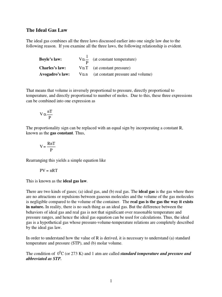 The Ideal Gas Law | PDF | Gases | Applied And Interdisciplinary Physics