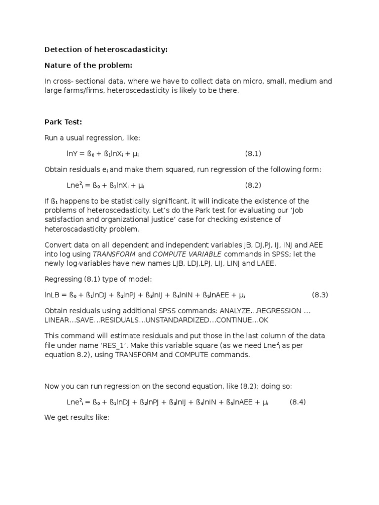 Detection of Heteroscadasticity | PDF | Heteroscedasticity | Errors And ...