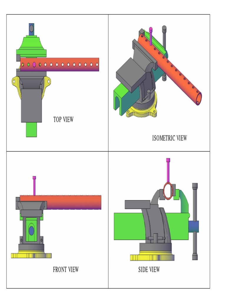 Orthographic View of Bench Vise With Stopper Attachment | PDF