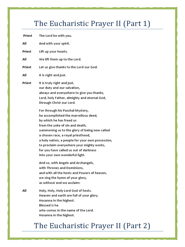 resource 5- the eucharistic prayer ii priest and audience response ...