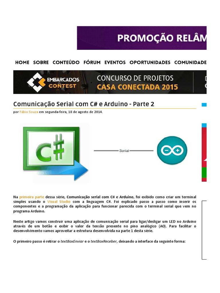 Comunicação Serial Com C E Arduino Parte 2 Pdf Arduino C Sharp 2659