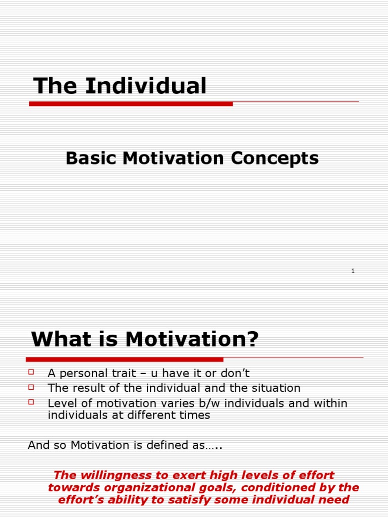 The Individual: Basic Motivation Concepts | Download Free PDF ...