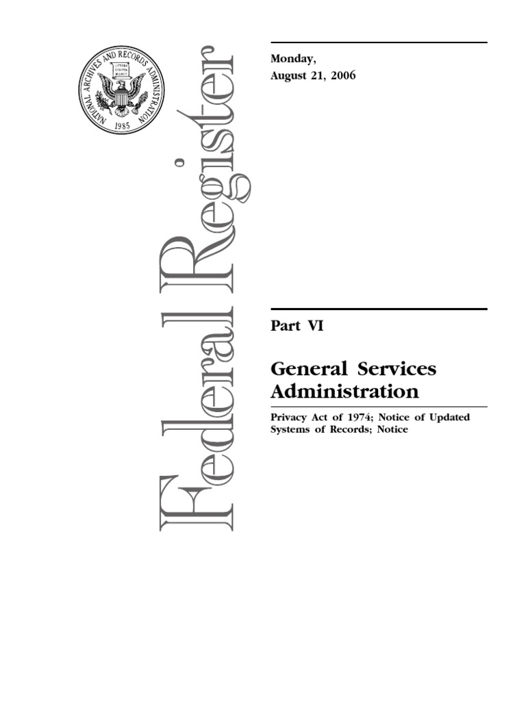 Notice: Privacy Act Systems of Records | PDF | General Services ...