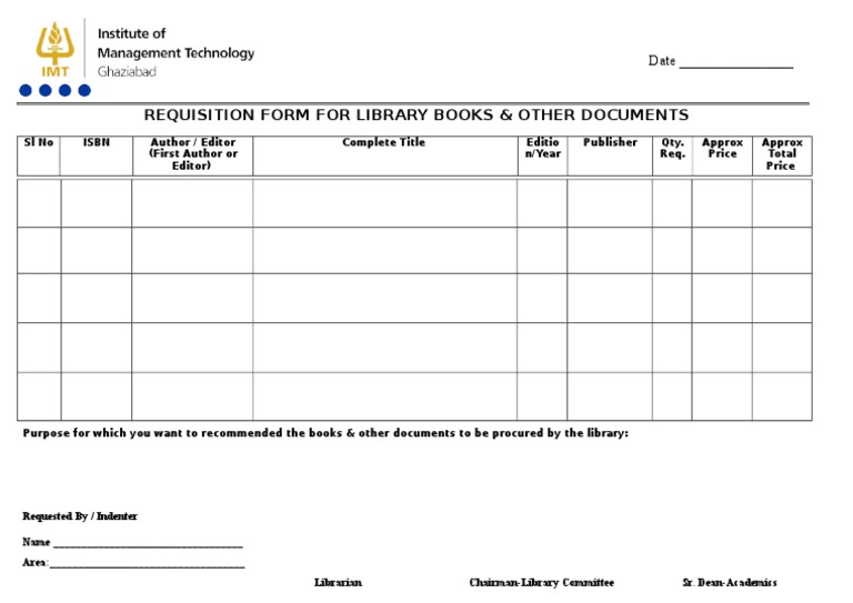 Book Requisition Form 1 | PDF