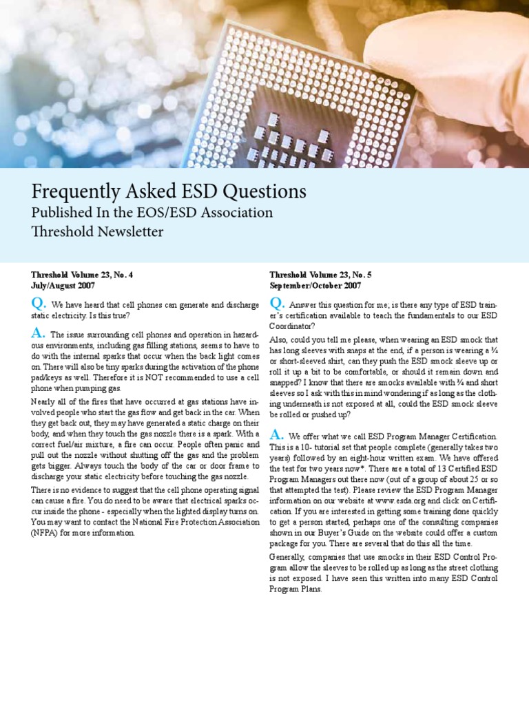 Esd Faq | PDF | Electrostatic Discharge | Electricity