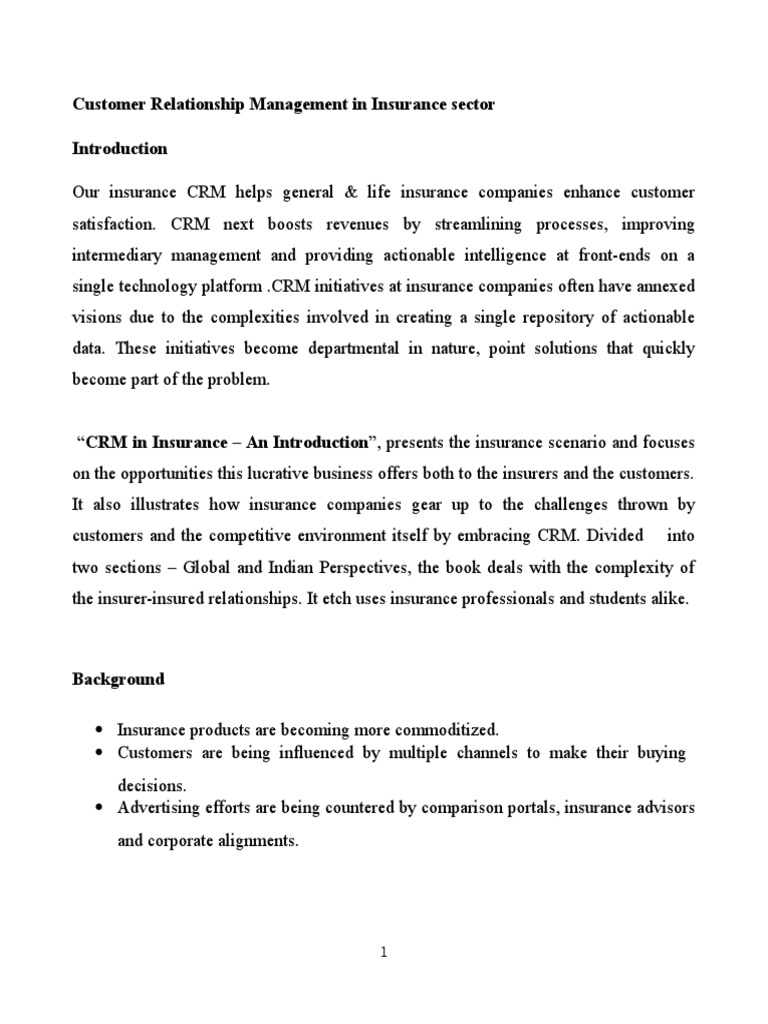 Customer Relationship Management in Insurance Sector | PDF | Customer ...