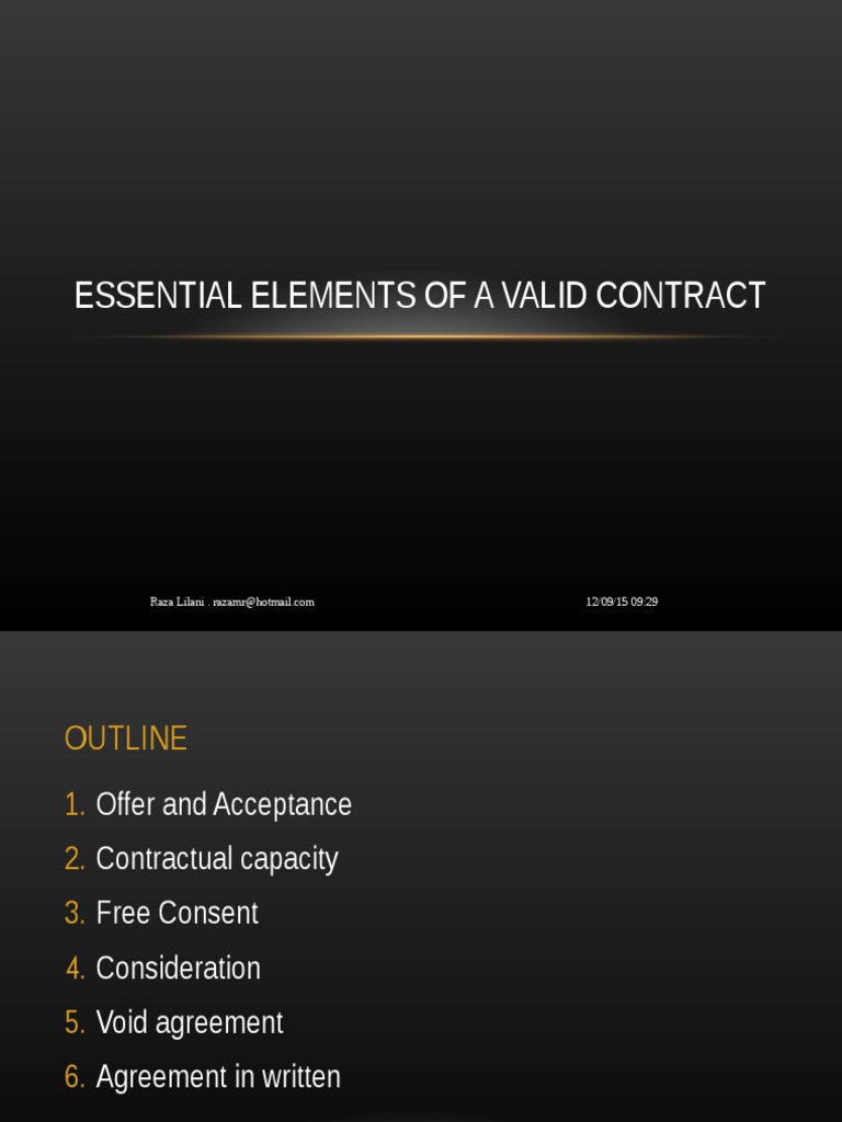 Essential Elements of A Valid Contract | PDF | Offer And Acceptance ...