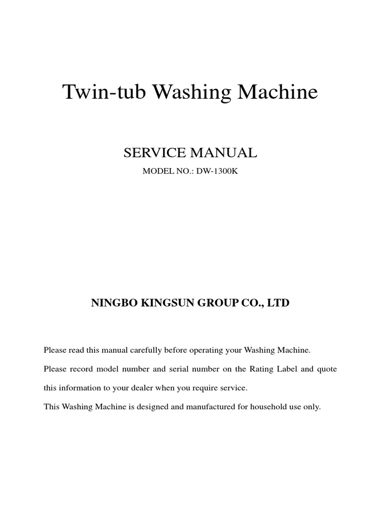 Twin Tub Manual | PDF | Washing Machine | Belt (Mechanical)