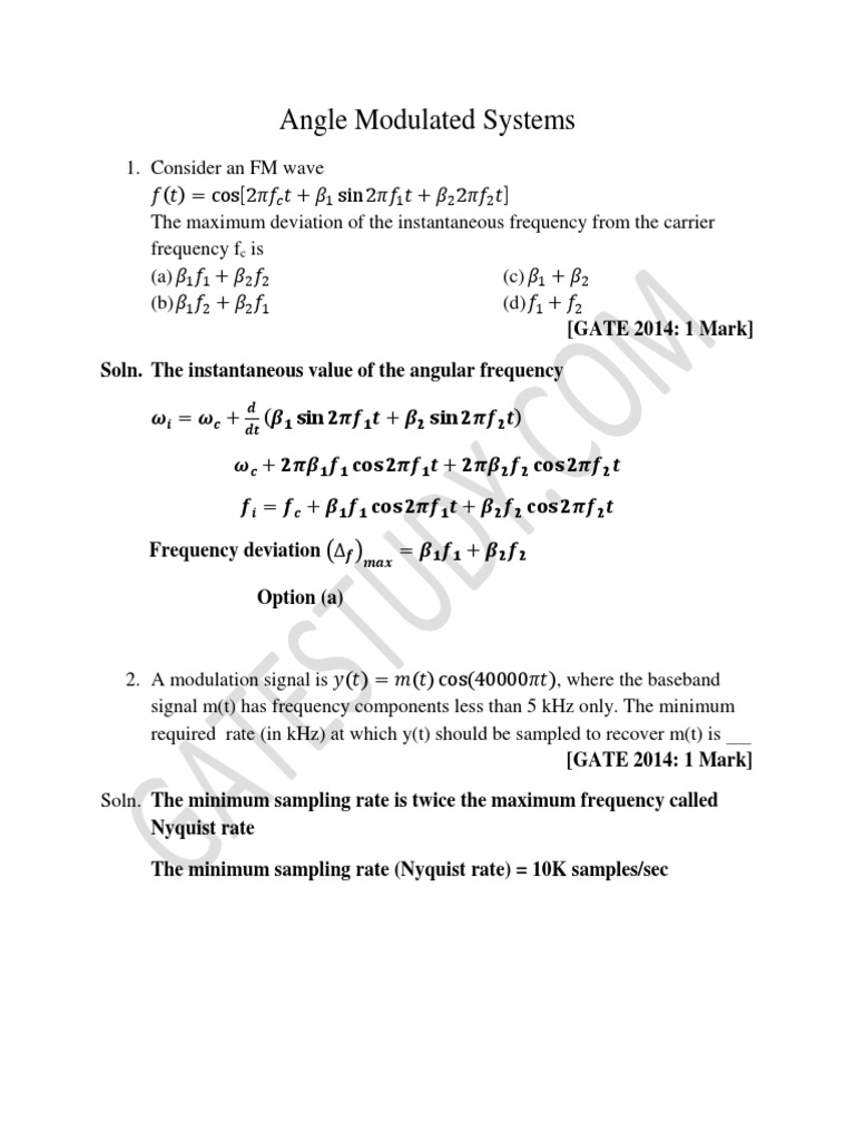 Angle Modulated Systems1 Pdf Frequency Modulation Detector Radio