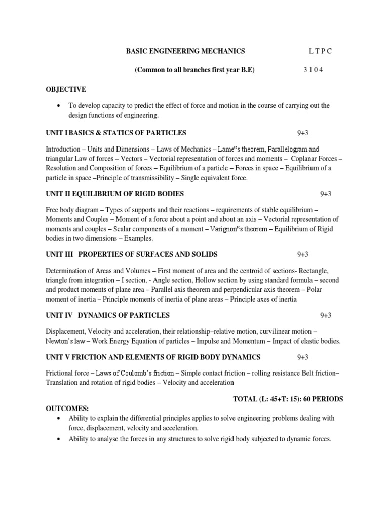 Basic Engineering Mechanics Overview | PDF | Rotation Around A Fixed ...