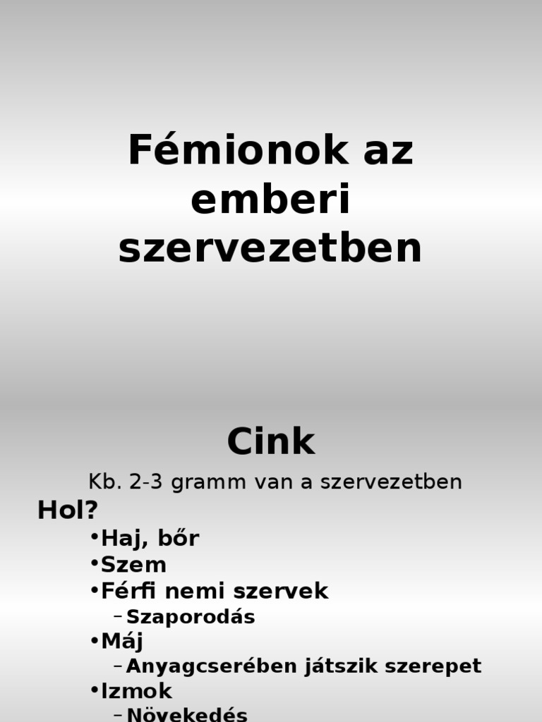 Fémionok Az Emberi Szervezetben | PDF