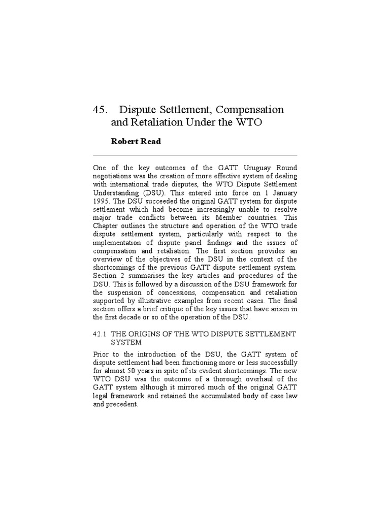 Dispute Settlement in Wto | PDF | World Trade Organization ...