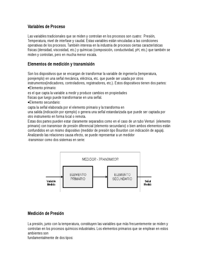 Variables De Proceso Pdf Medición Presión 4964