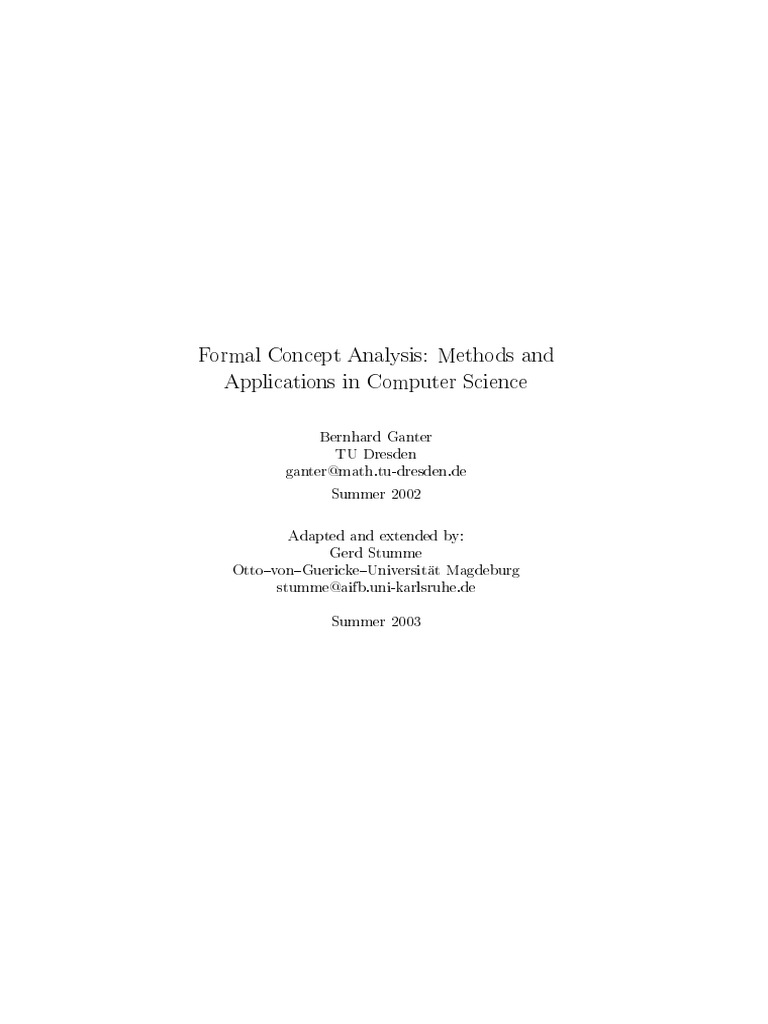 Formal Concept Analysis: A Comprehensive Introduction to its Methods ...