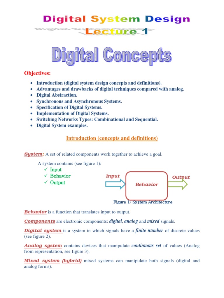 Lecture 1 Digital Concepts | PDF | Analogue Electronics | Digital Signal