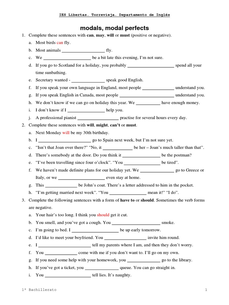 Modals, Modal Perfects 2 | PDF