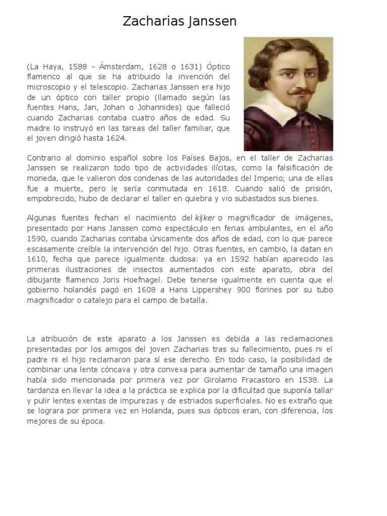 Biografía de Zacharias Janssen | PDF | Ecología | Biología