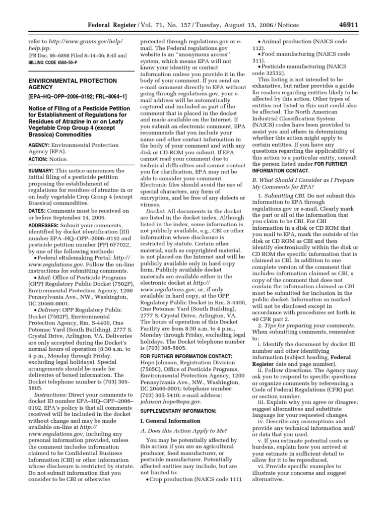 Notice: Grants and Cooperative Agreements Availability, Etc.: Syngenta Crop Protection, Inc ...