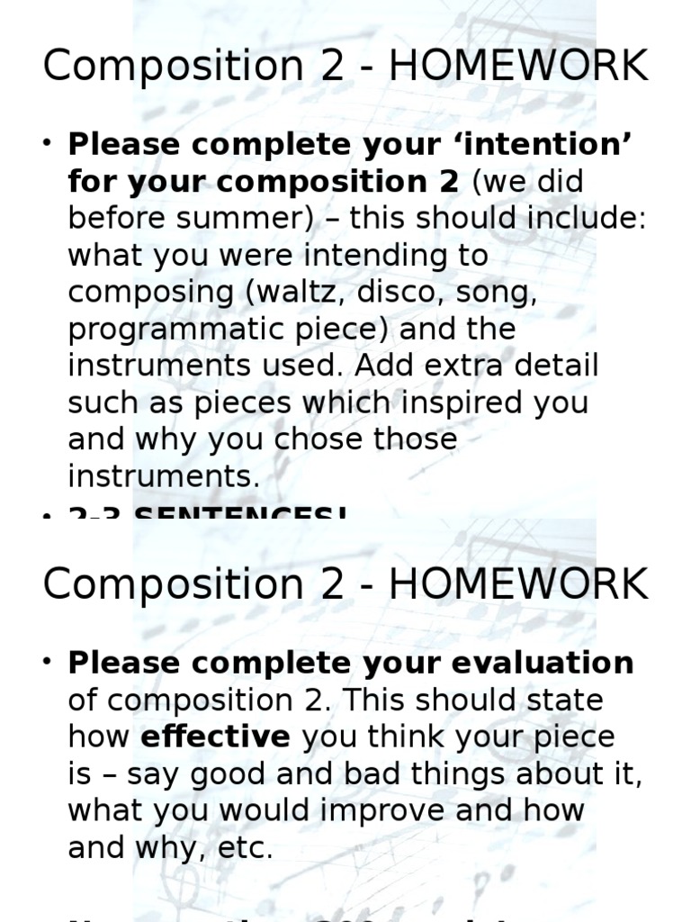 Composition 2 - HOMEWORK: For Your Composition 2 (We Did | PDF ...