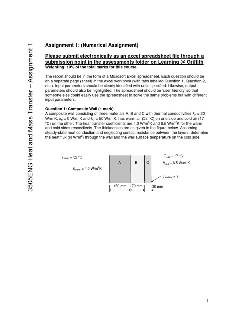 Heat Transfer 2015 Assignment 1 | PDF | Heat Transfer | Heat