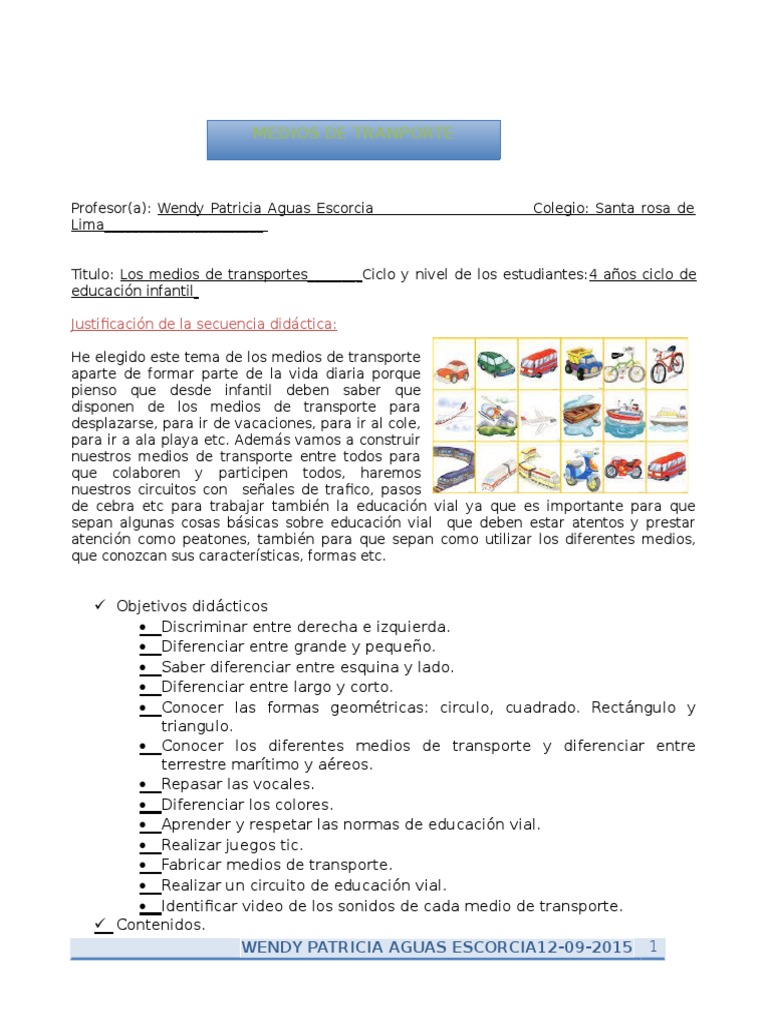 Actividades sobre Medios de Transporte | PDF | Jardín de infancia ...