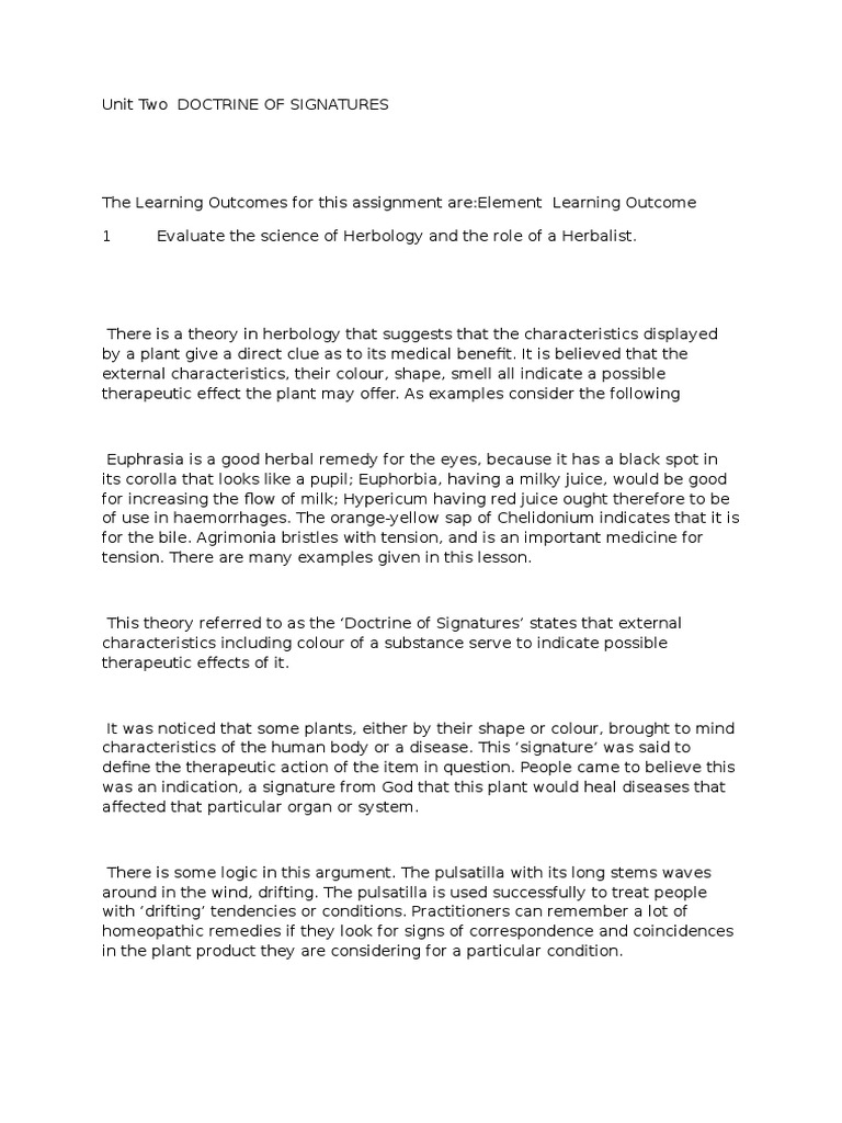 02 Doctrine of Signatures | PDF | Coffee | Leaf