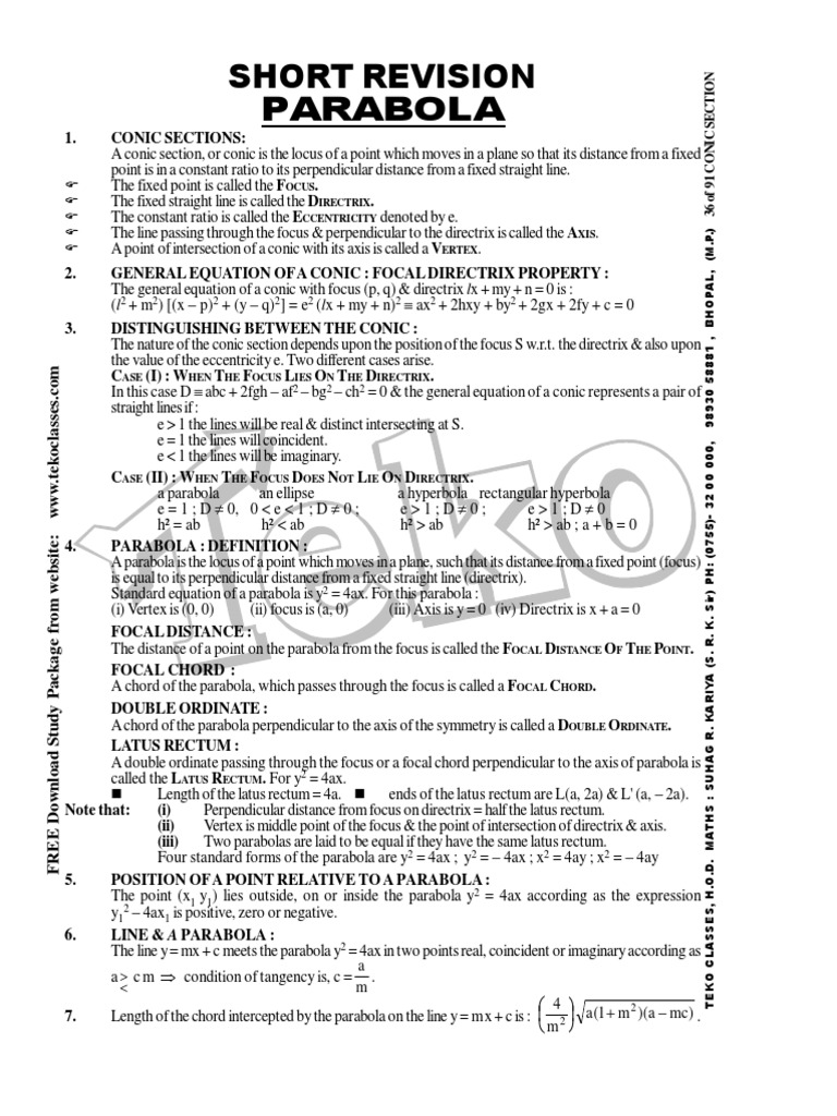 Conic Section Free DPP | PDF | Teaching Methods & Materials | Art