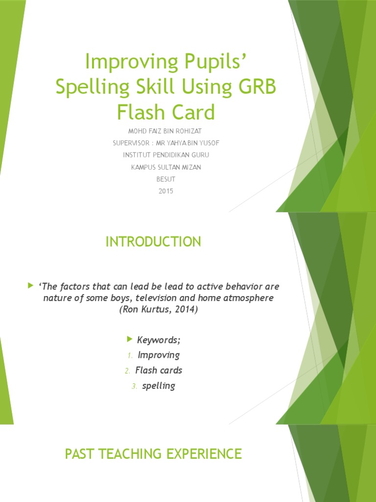 Improving Pupils' Spelling Skill Using Flash Card | PDF | Flashcard ...