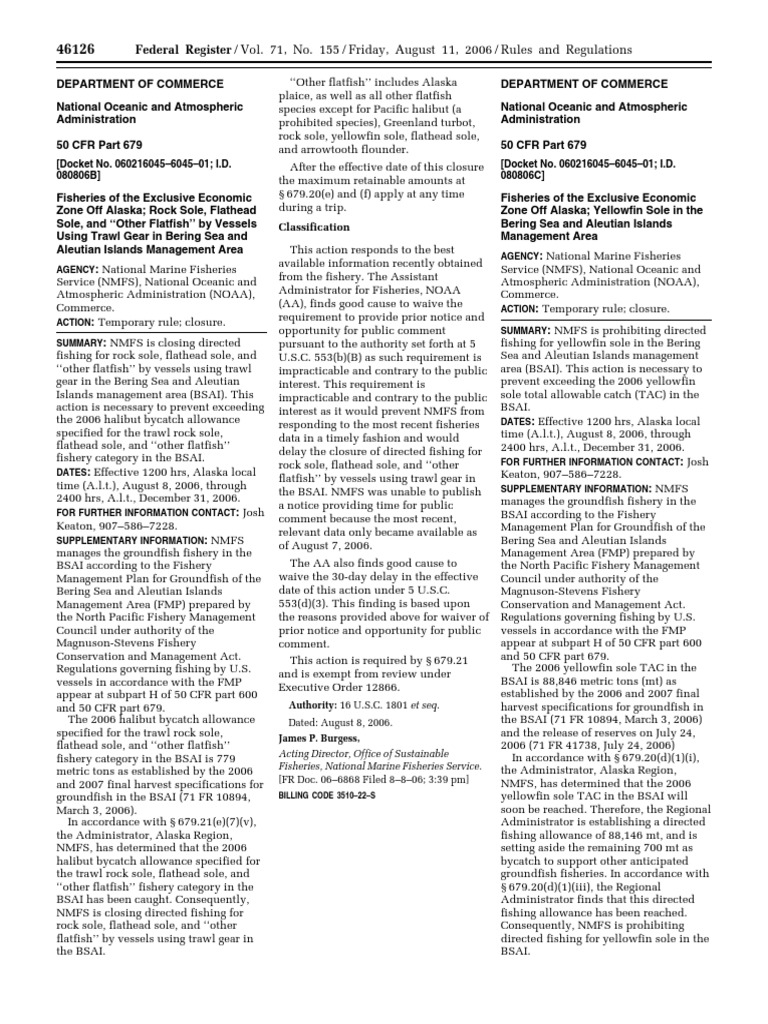 Rule: Fishery Conservation and Management: Alaska Fisheries of ...