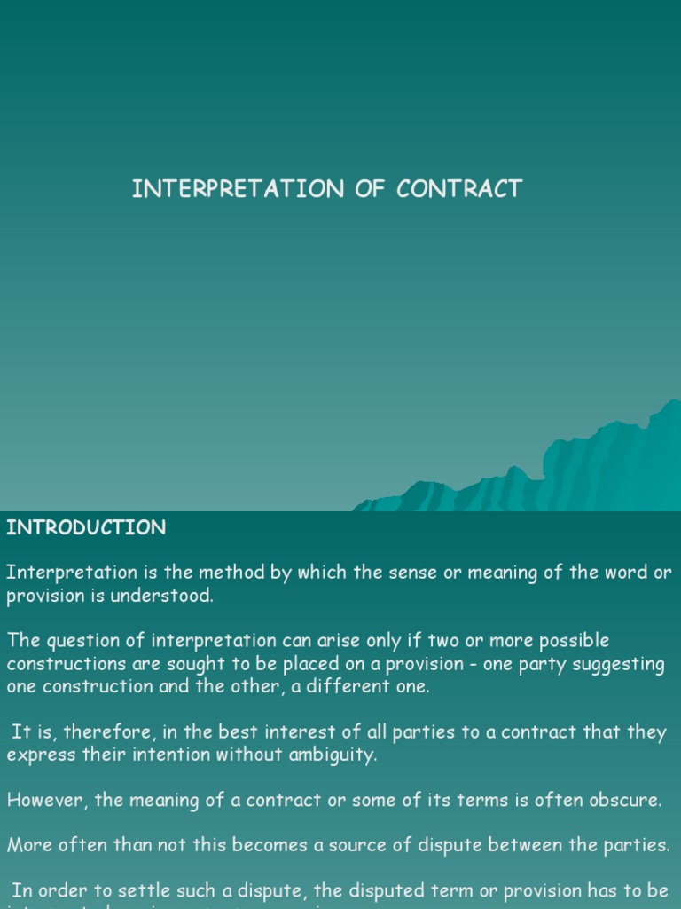 Interpretation of Contract | PDF | Plain Meaning Rule | Statutory ...