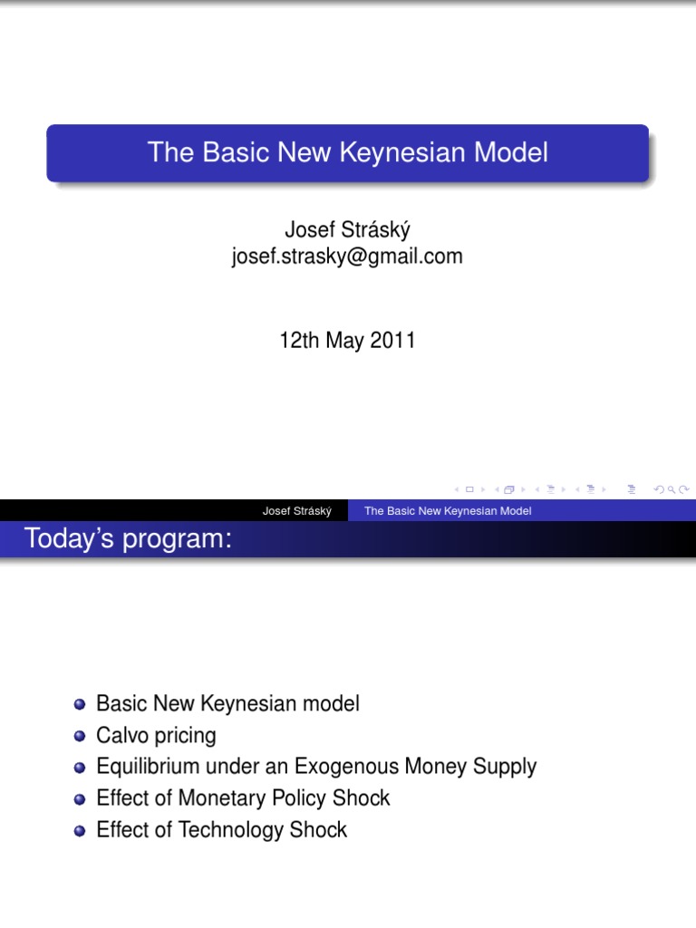 The Basic New Keynesian Model: Josef Stráský | Download Free PDF | New ...