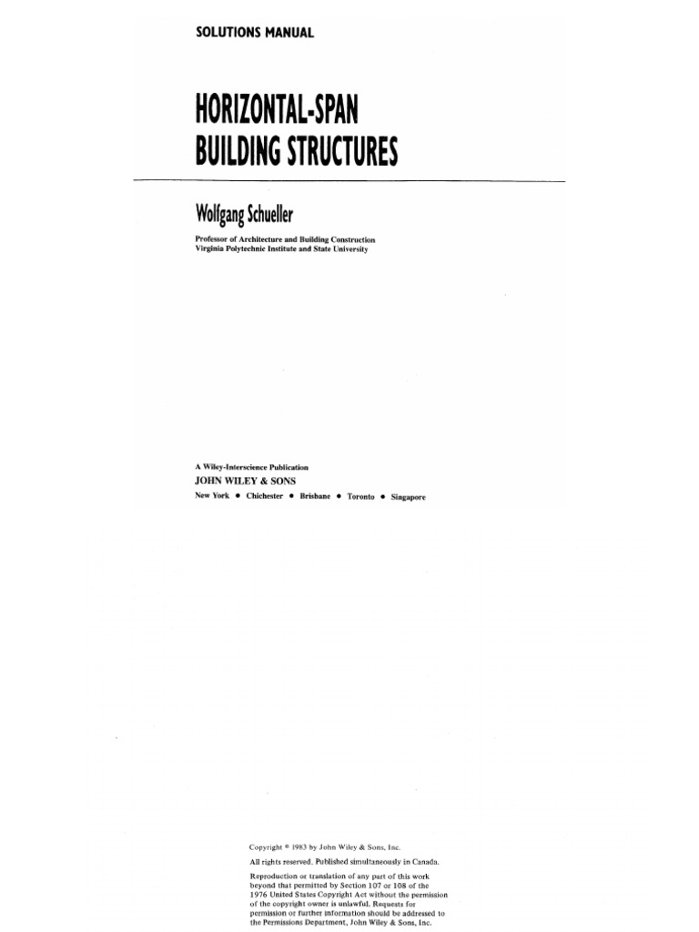 Solution Manual, Horizontal-Span Building Structures, by Wolfgang ...