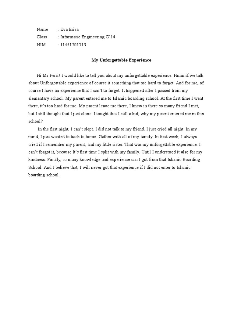 My Unforgettable Boarding School Experience | PDF
