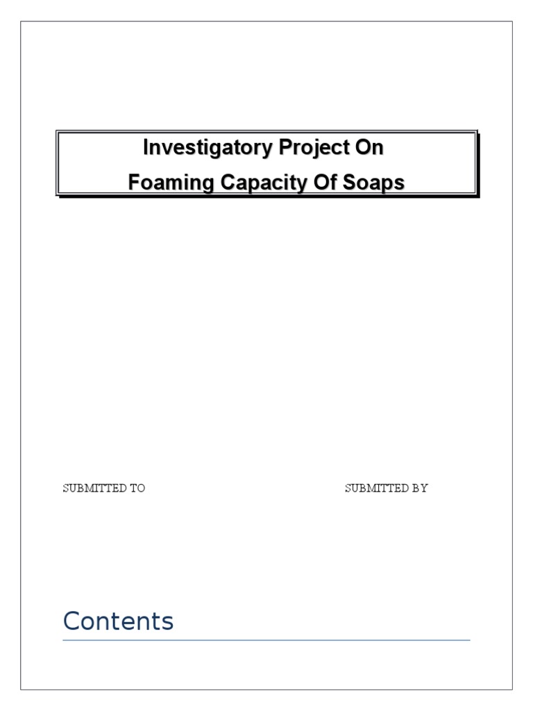 Foaming Capacity of Soaps Study | PDF | Soap | Chemical Substances