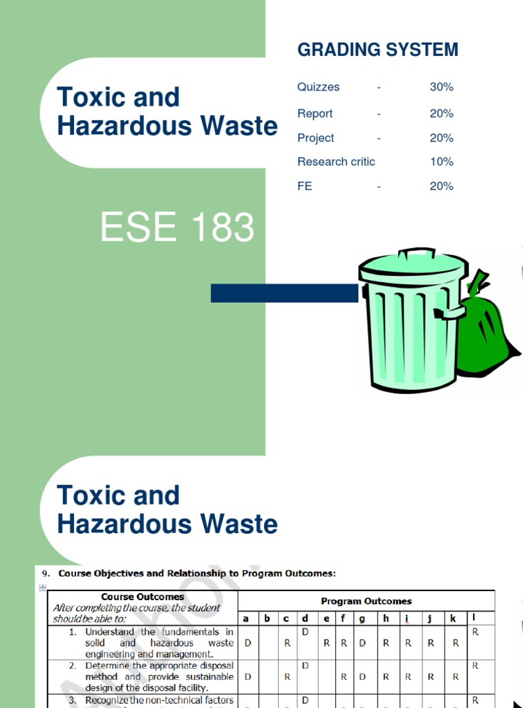Toxic and Hazardous Waste: Grading System | PDF | Hazardous Waste ...