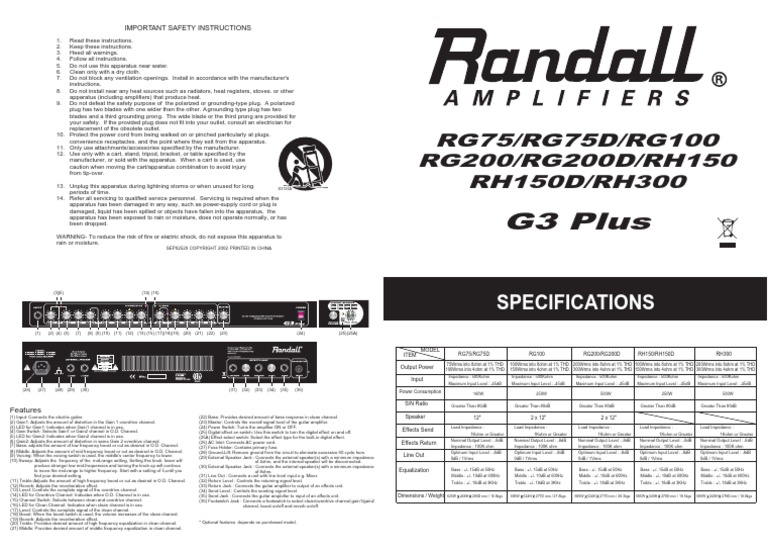 G3 Plus: RG75/RG75D/RG100 RG200/RG200D/RH150 RH150D/RH300 | PDF | Business