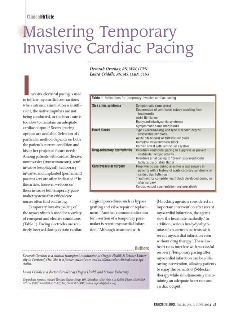 Mastering Temporary Invasive Cardiac Pacing: Clinical | PDF ...