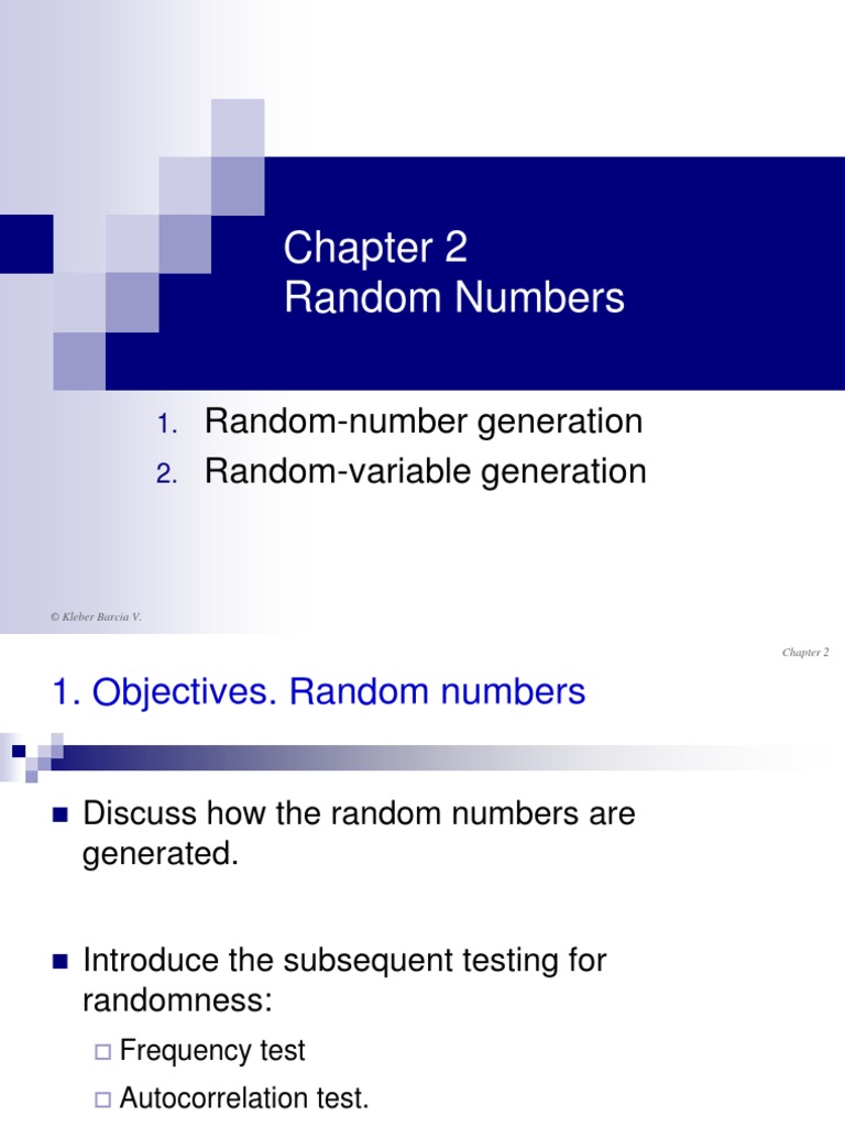 Random Numbers: Random-Number Generation Random-Variable Generation | PDF | Statistical ...