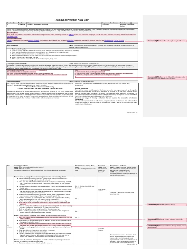 Annotated Imaginative Recount PDF | PDF | Curriculum | Educational ...